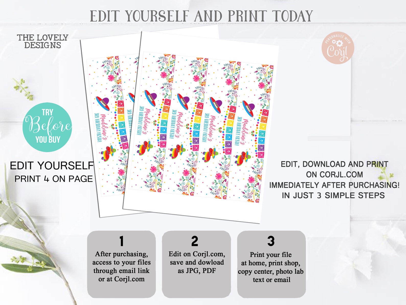 EDITABLE Fiesta Piñata Water Bottle Label Pinata Fiesta Girl - Etsy