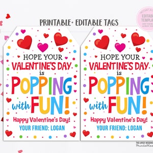 Popping With Fun Valentine Tag Valentine's Day Tag Pop Fidget Toy ...