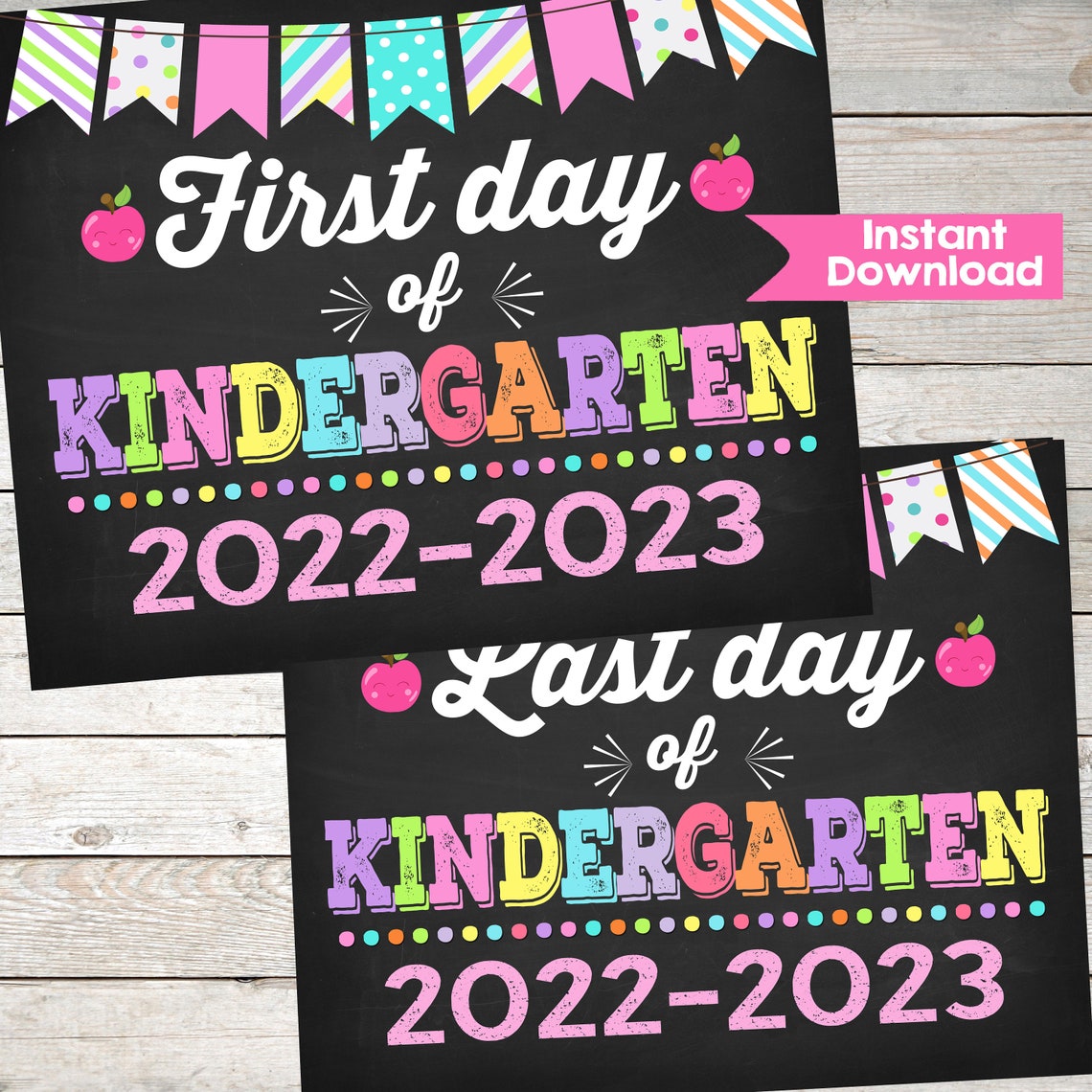Girl First Day and Last Day of Kindergarten Signprintable - Etsy