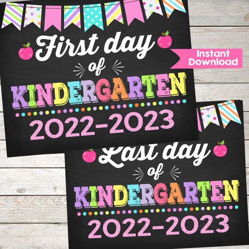 Girl First Day of Kindergarten Sign Printable Back to School - Etsy