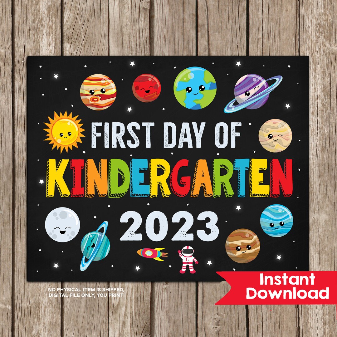 Space First Day of Kindergarten Sign INSTANT DOWNLOAD Rocket - Etsy