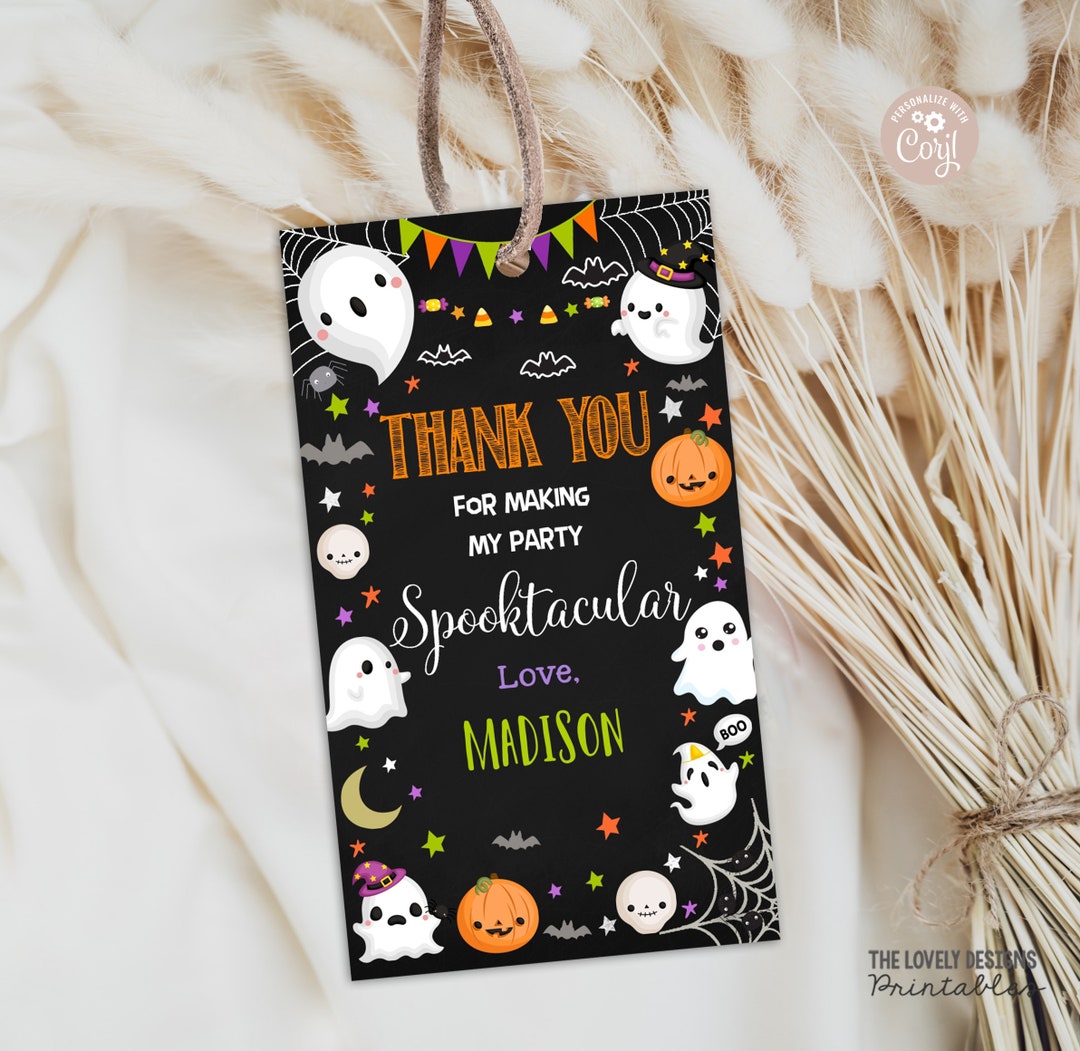 EDITABLE Halloween Favor Tag Halloween Birthday Chalkboard Tag Spooky ...