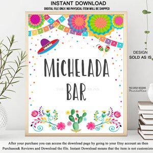 Michelada Bar Sign Fiesta Party Sign Mexican Cactus Baby Shower Fiesta ...