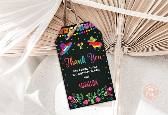 EDITABLE Piñata Fiesta Favor Tag Pinata Fiesta Girl Birthday - Etsy