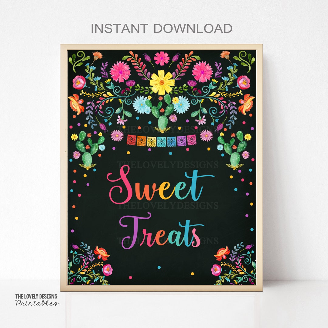 Fiesta Sweet Treats Sign Fiesta Birthday Chalkboard Sign Fiesta Mexican ...