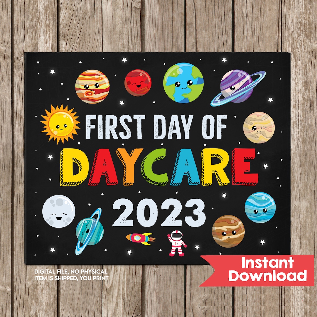 Space First Day of Daycare Sign INSTANT DOWNLOAD Rocket First - Etsy