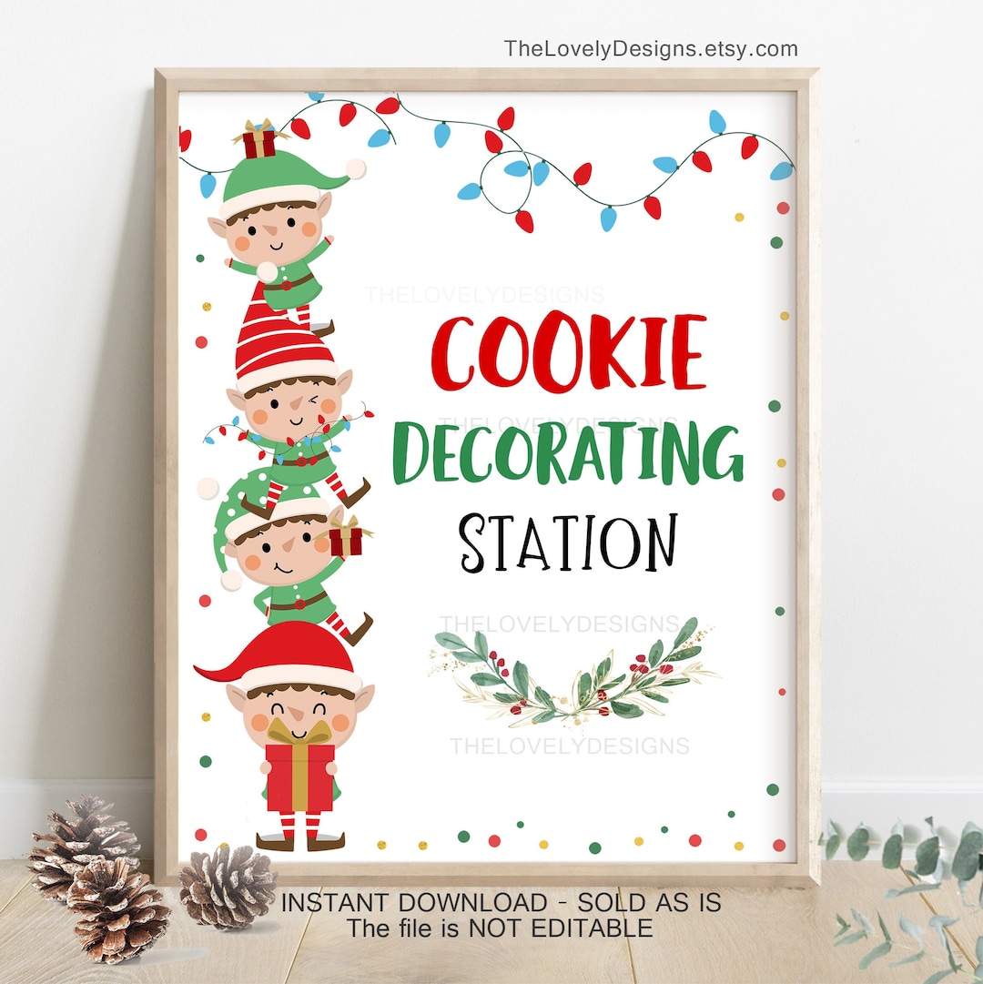 Elf Cookie Decorating Station Sign Cute Elves Sign Kids Party - Etsy