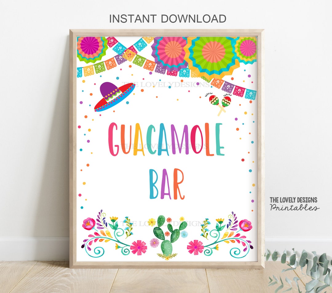 Fiesta Guacamole Bar Sign Fiesta Birthday Sign Mexican Cactus Bridal ...