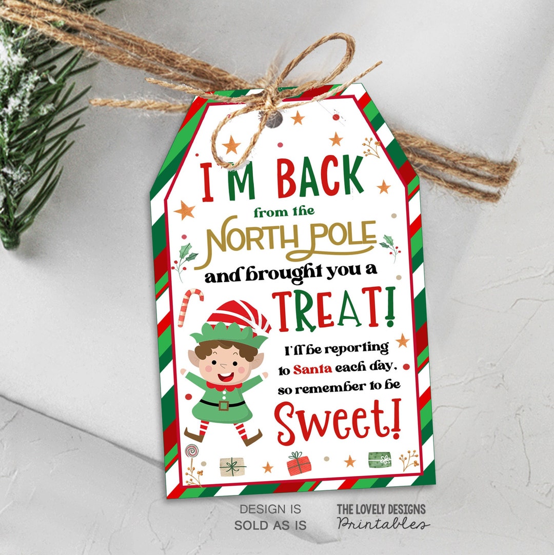 Elf I'm Back Tag Elf Hello Tag Elf Treat Tags Elf Ideas Elf Return ...