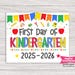 First Day of Kindergarten Sign Printable Back to School Sign Poster ...