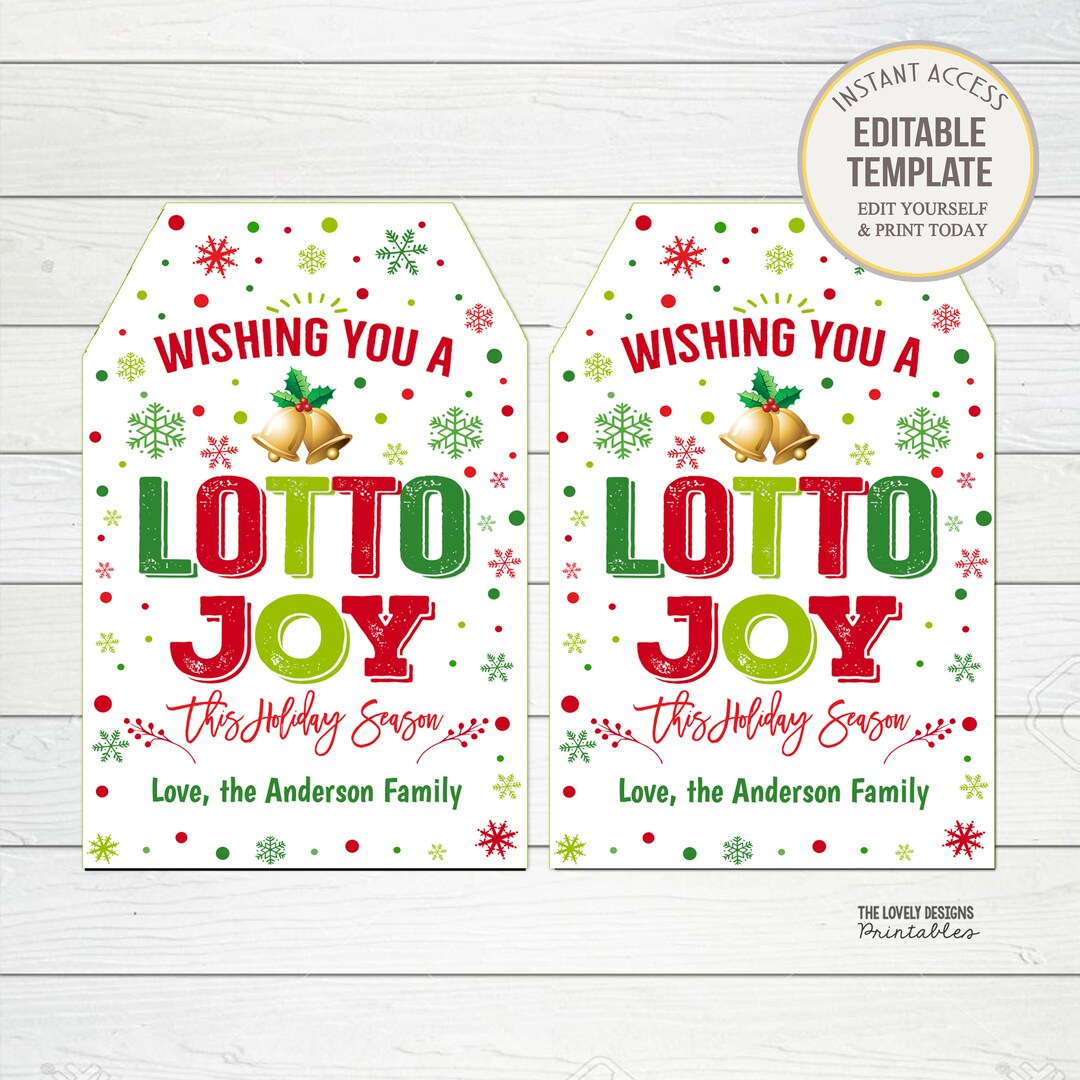Christmas Lottery Gift Tag Printable Wishing You a Lotto Joy - Etsy