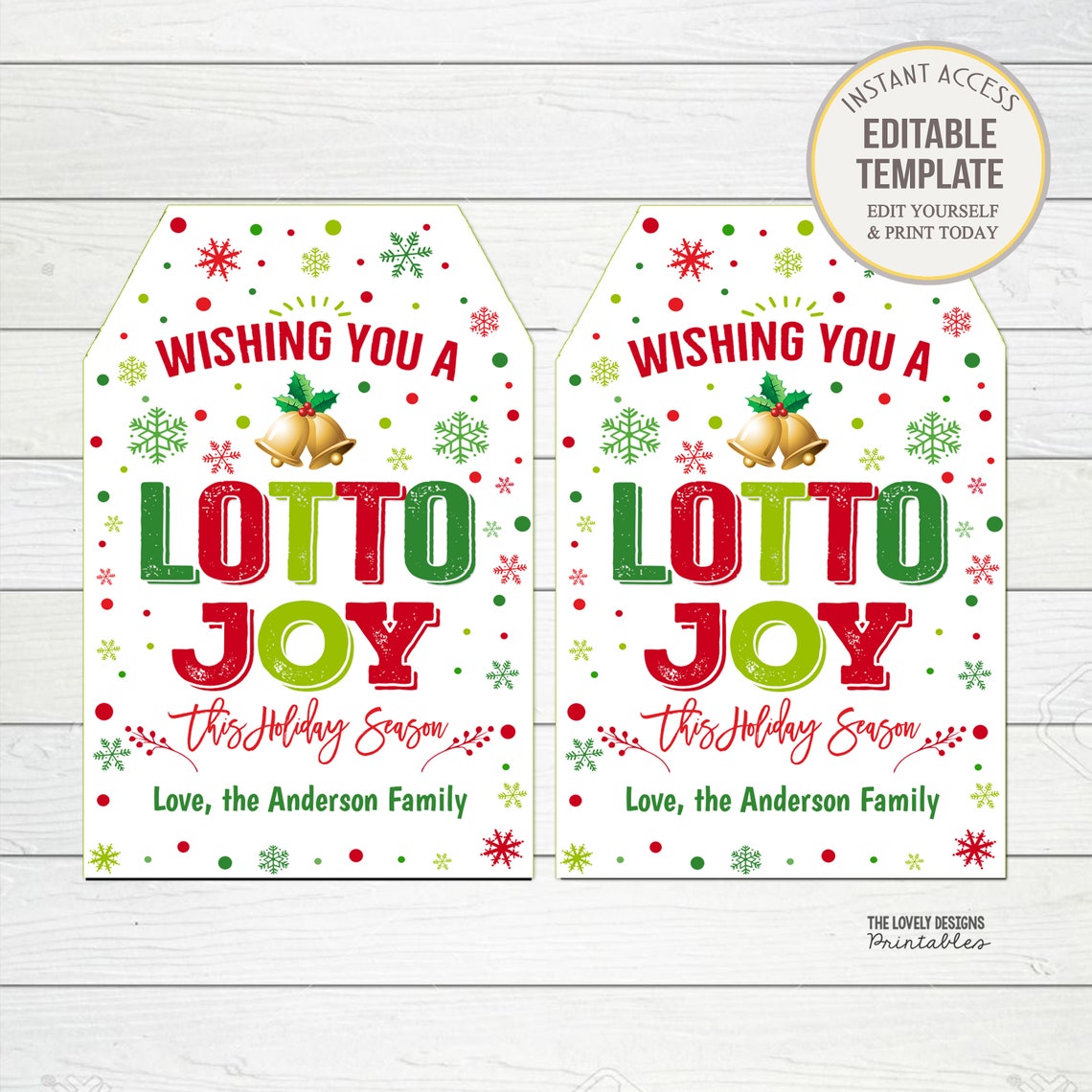 Christmas Lottery Gift Tag Printable Wishing You a Lotto Joy - Etsy