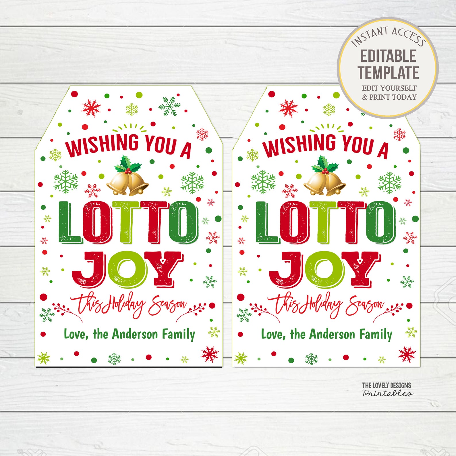 Christmas Lottery Gift Tag Printable Wishing You a Lotto Joy - Etsy