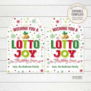 Christmas Lottery Gift Tag Printable Wishing You a Lotto Joy - Etsy
