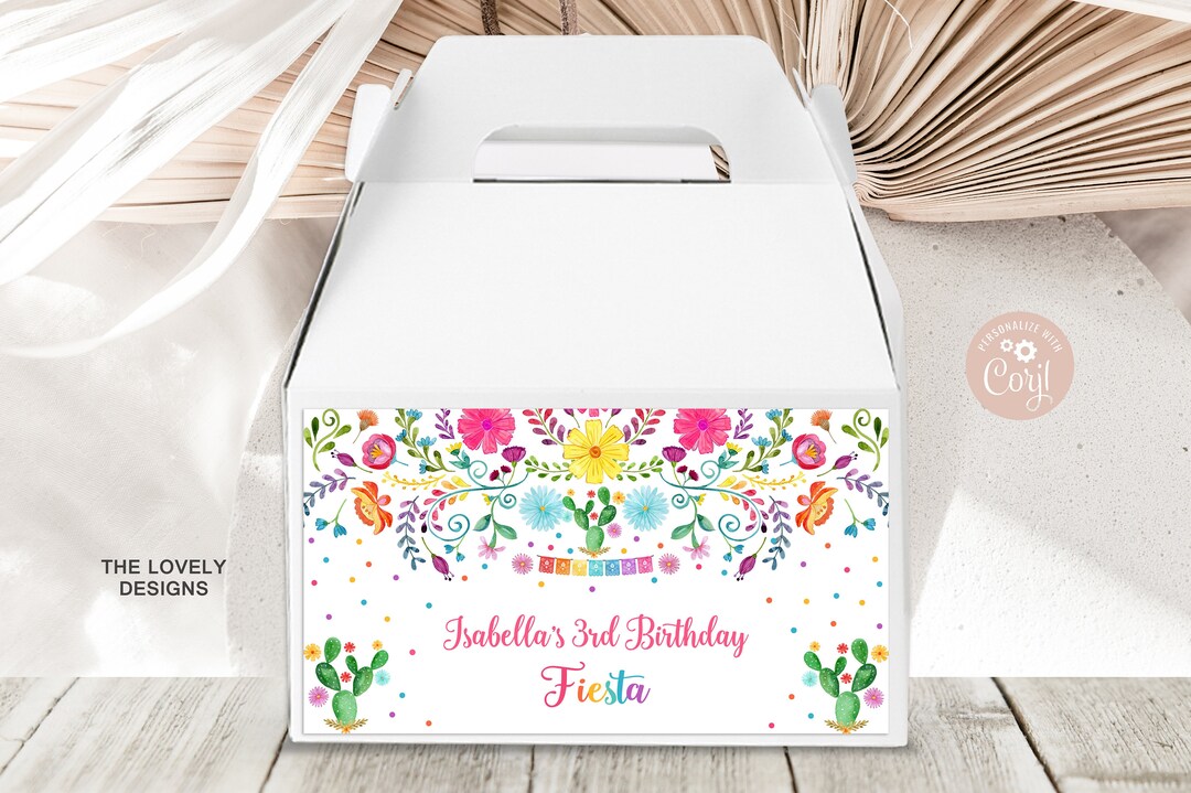 EDITABLE Fiesta Gable Box Label Fiesta Birthday Treat Box Fiesta ...