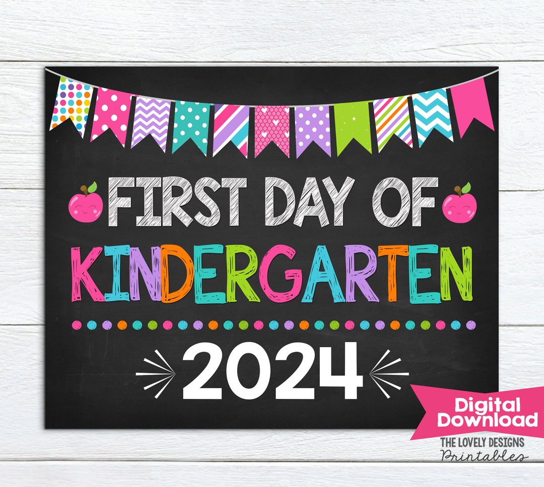 Girl First Day of Kindergarten Sign Printable Back to School Sign ...