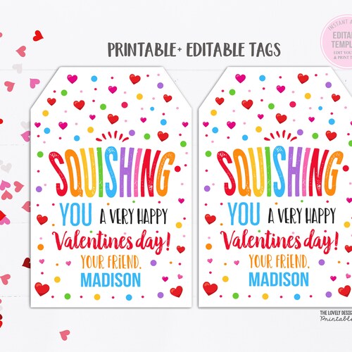 Valentine's Day Squishies Gift Tag Hugs and Squishes - Etsy