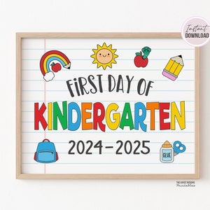 First Day of Kindergarten Sign Printable Back to School Sign Poster ...
