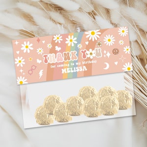 Editable Groovy Treat Bag Topper Groovy Birthday Label Daisy Rainbow ...