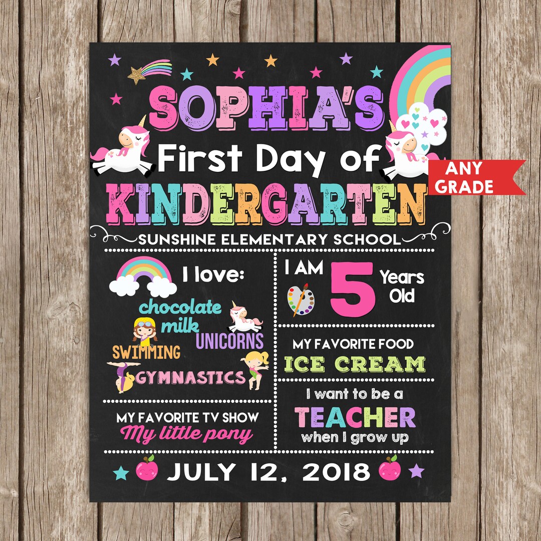 Unicorn First Day of School Sign Girl First Day of School Sign ...