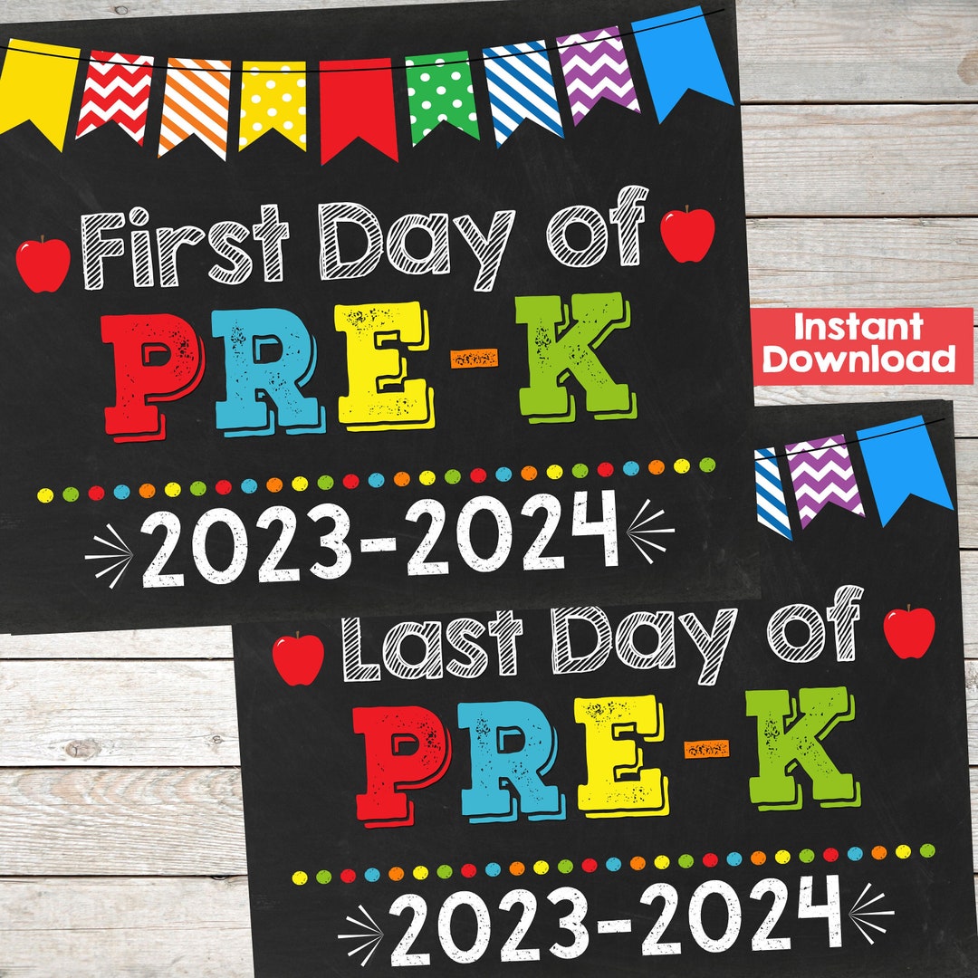 My First Day of PRE K and Last Day of Pre K Chalkboard Sign - Etsy