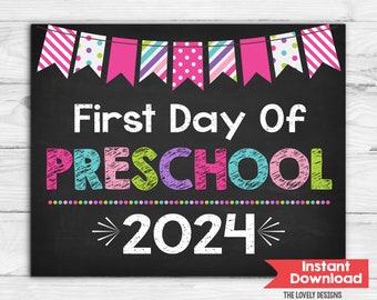 First Day of Preschool Printable Sign Back to School Poster First Day ...