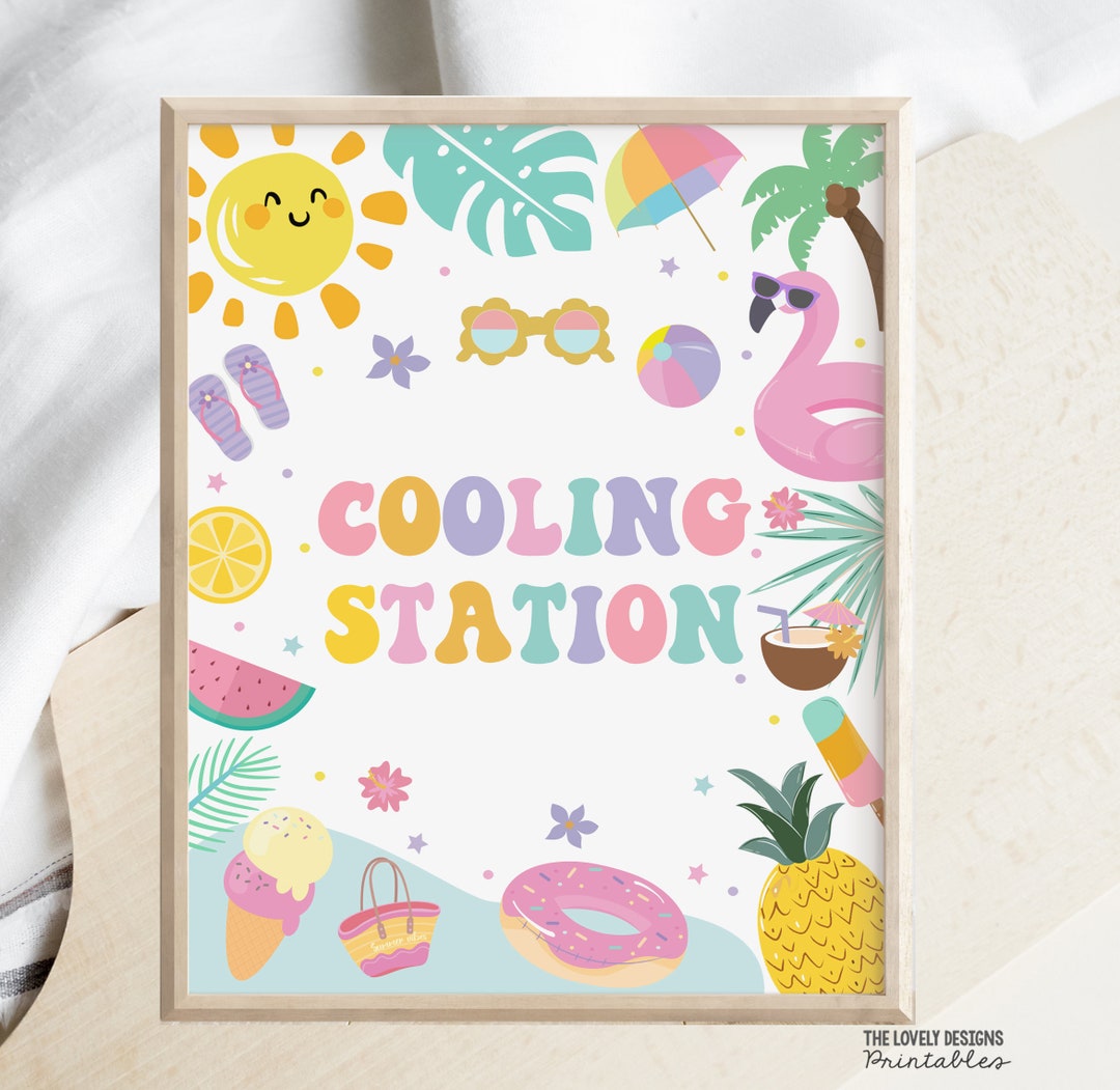 Pool Splash Cooling Station Sign Pool Party Splish Splash Girl Tropical ...