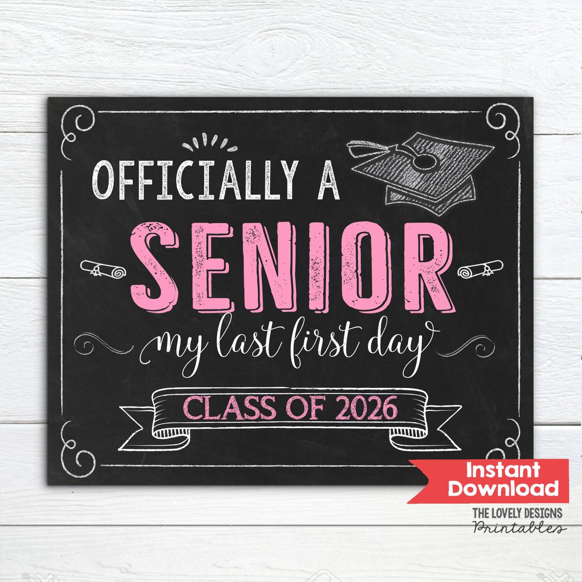 First Day of Senior Year Sign, First Day of 12th Grade Sign, Class of ...