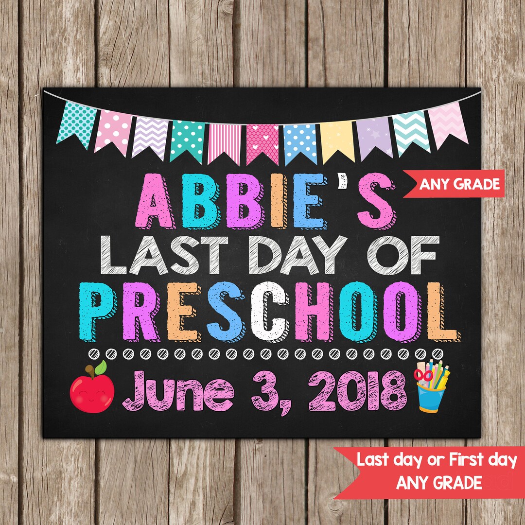 Girl Last Day of School Sign, Last Day of School Chalkboard Sign, ANY ...