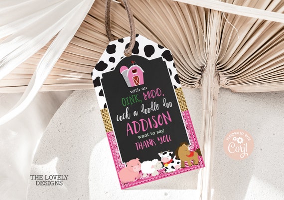EDITABLE Farm Gift Tag Farm Girl Birthday Chalkboard Tags Farm | Etsy