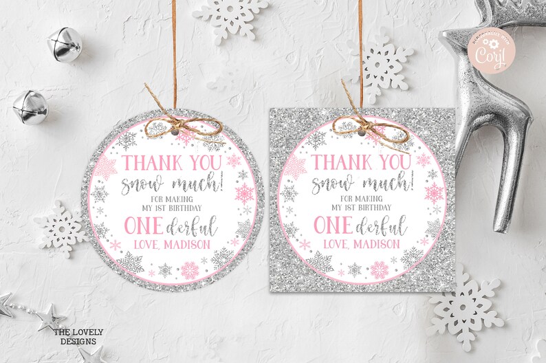 EDITABLE Winter Onederland Gift Tags 2.5" Winter Birthday Snow Much ...