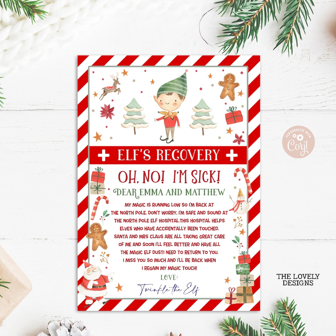 Editable Elf Recovery Letter Elf Touched Elf Lost Magic Red Elf Boy I'm ...