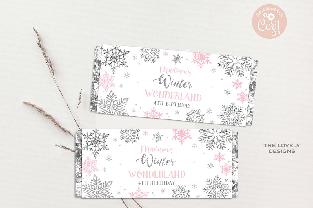EDITABLE Winter Wonderland Candy Bar Wrappers Winter Birthday Party ...