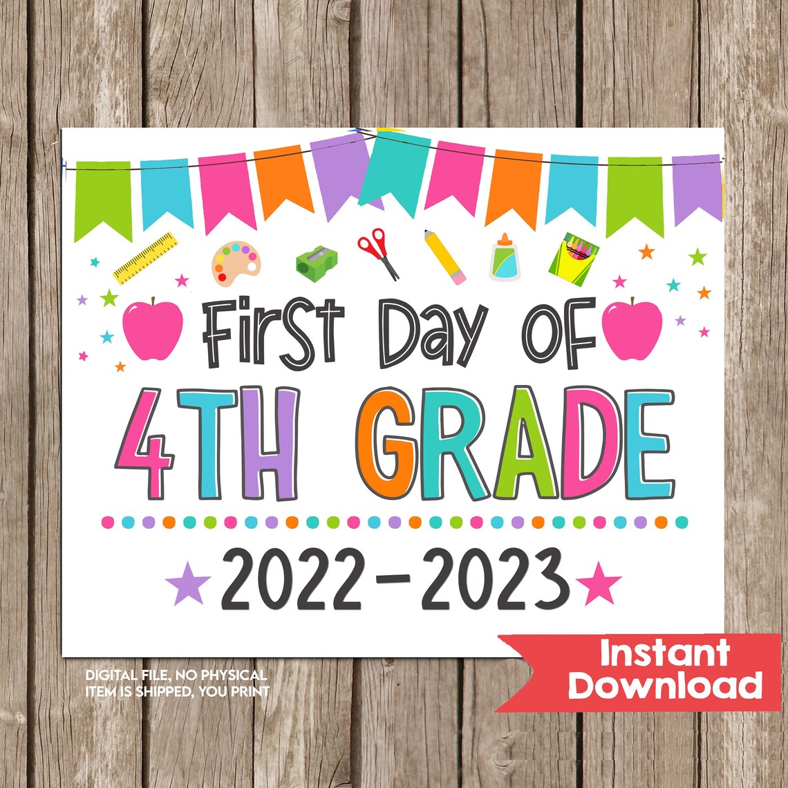 Girl First Day of 4th Grade Sign First Day of Fourth Grade - Etsy