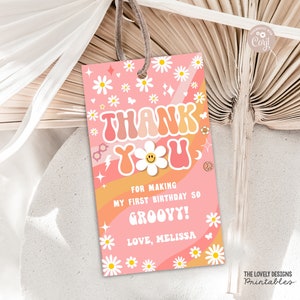 Editable Groovy Gift Tag Groovy Birthday Rainbow Tricolor Favor Tags ...