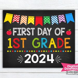 First Day of 1st Grade Sign INSTANT DOWNLOAD Photo Prop First Day of ...