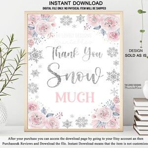 Winter Thank You Snow Much Table Sign Winter Onederland Party Sign ...