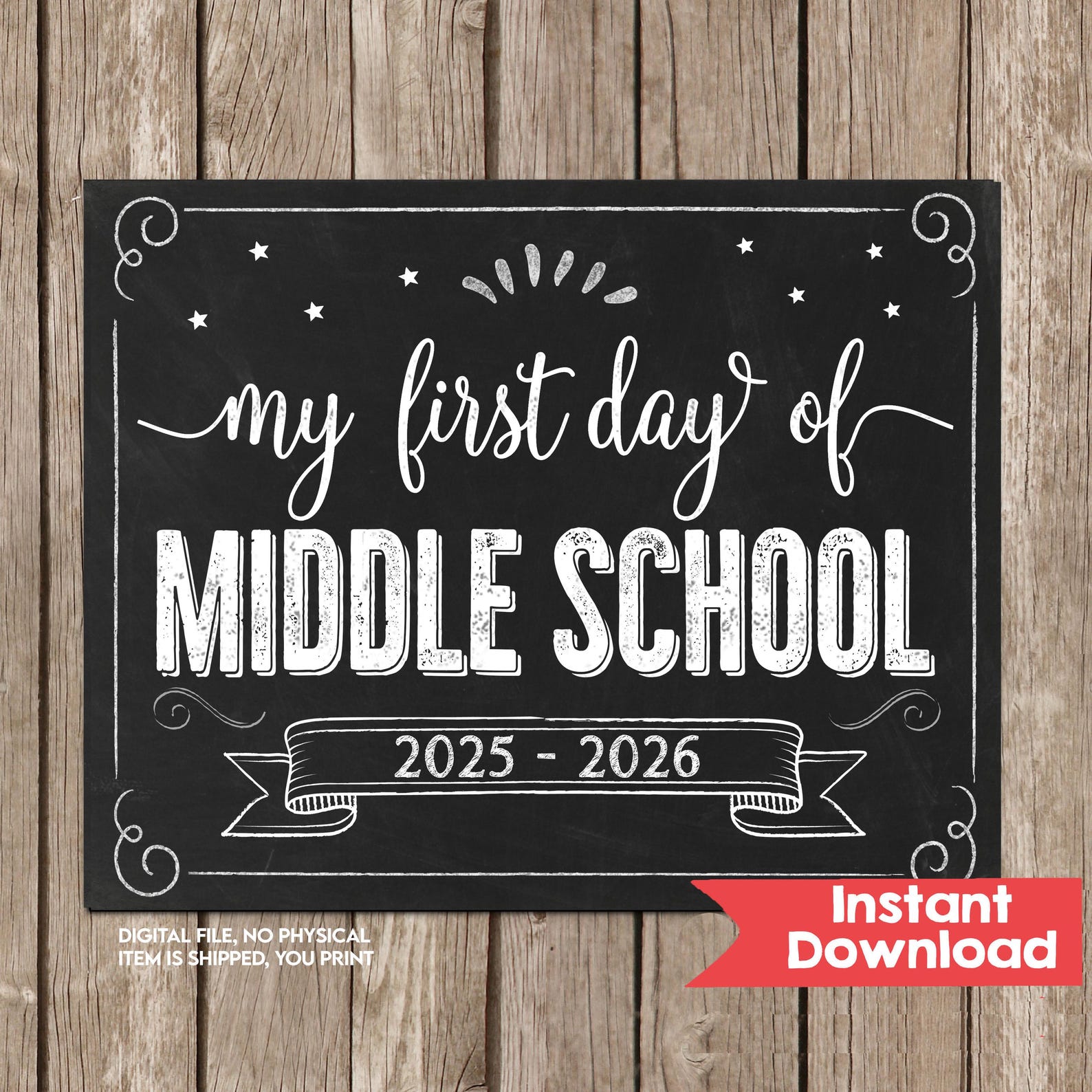 First Day of Middle School Sign, First Day of 6th Grade Sign INSTANT ...