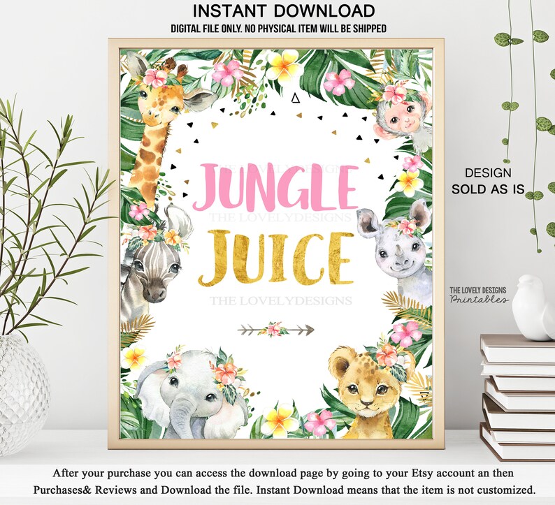 Jungle Juice Sign Jungle Birthday Party Girl Sign Safari - Etsy