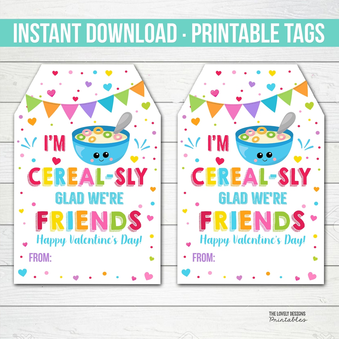 Cereal Valentine Tag, Cereal-sly Awesome Valentine's Day Cereal Tag ...