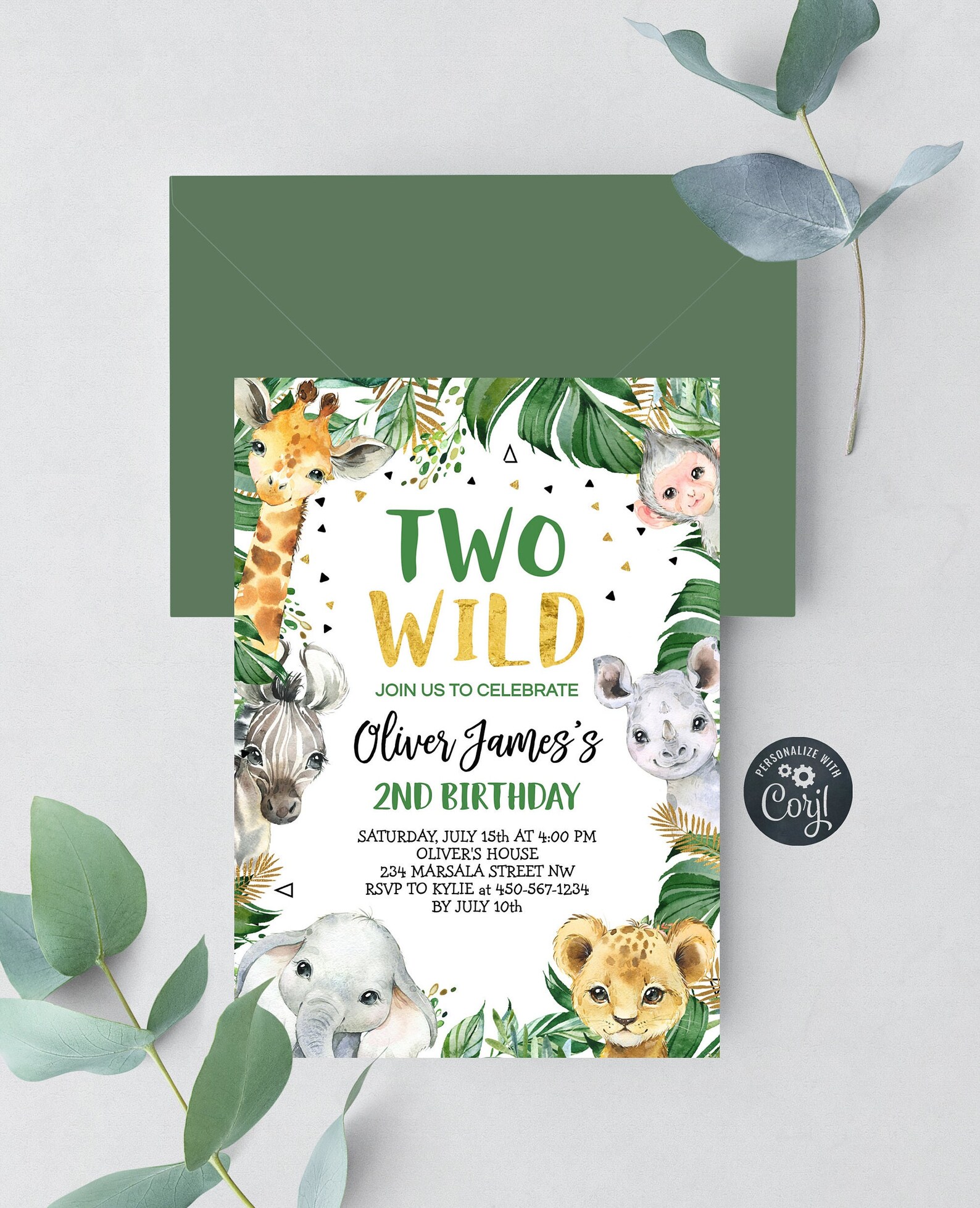 TWO Wild Birthday Invitation TWO Wild Jungle Birthday - Etsy