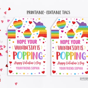 Editable Valentine Pop It Favor Tag Poppin' Valentine's Day Favor Tags ...