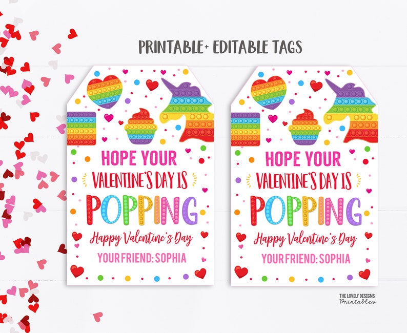 Editable Valentine Pop It Favor Tag Poppin' - Etsy