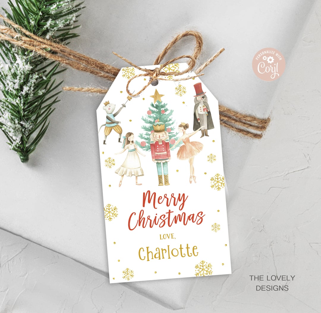 EDITABLE Nutcracker Favor Tag Nutcracker Watercolor Gift Tag Sugar Plum ...