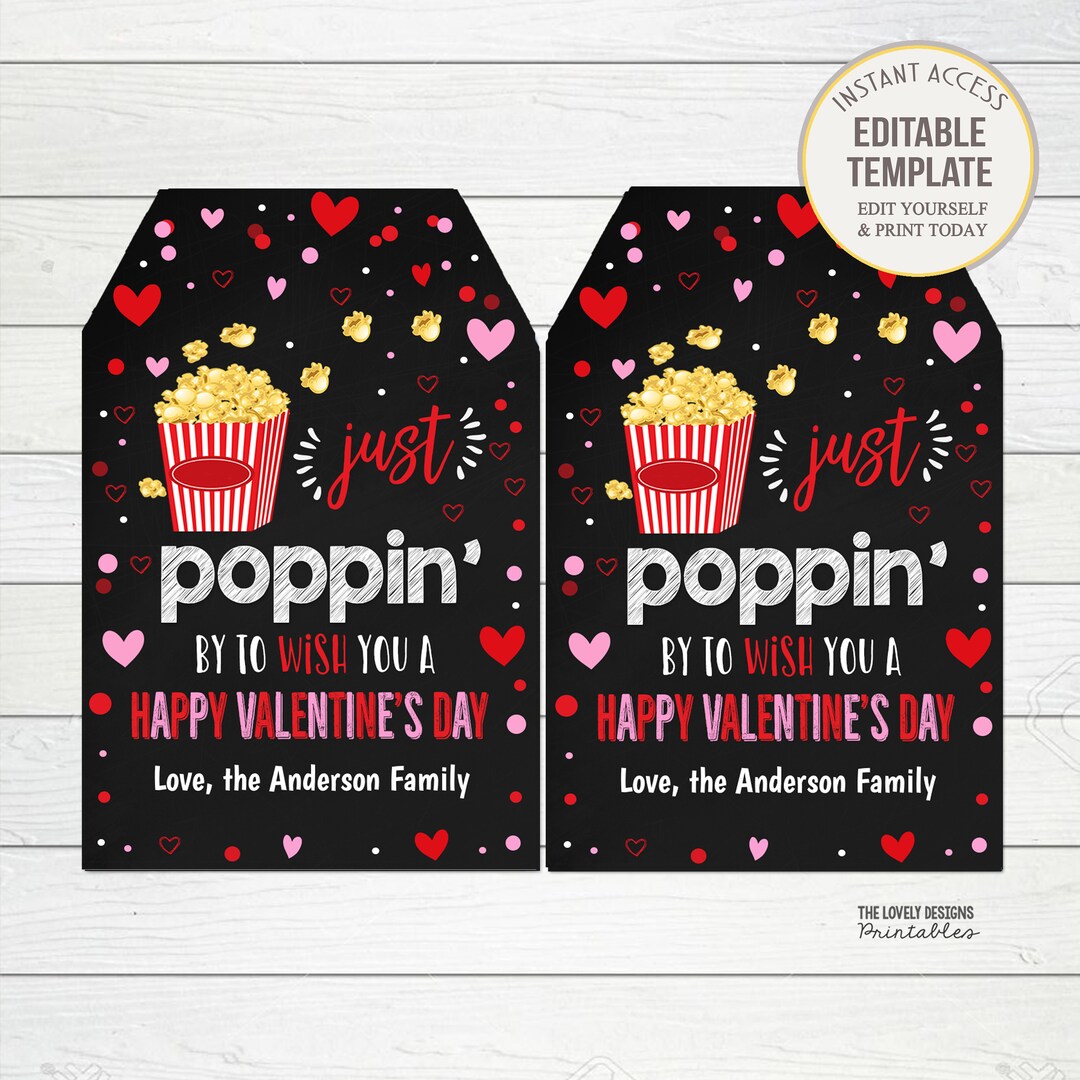 Valentine Popcorn Gift Tags, Valentine Appreciation Tag Coworker Office ...