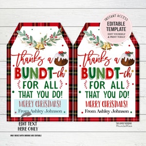 Christmas Bundt Cake Gift Tag Thanks a Bundtch for All You Do School ...