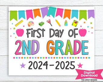 Mermaid First Day of 2nd Grade Sign Instant Download Girl First Day of ...