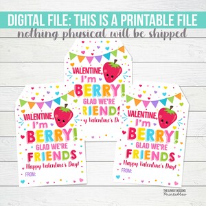 Valentine Fruit Snacks Tag Berry Glad We're Friends Tag - Etsy