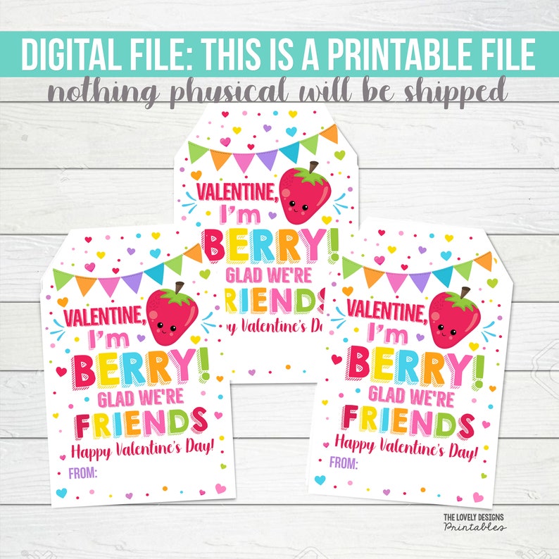 Valentine Fruit Snacks Tag Berry Glad We're Friends Tag - Etsy