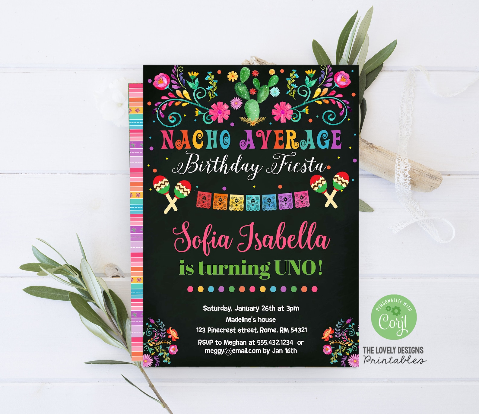 EDITABLE Nacho Average Birthday Fiesta Invitation Fiesta Birthday Party ...